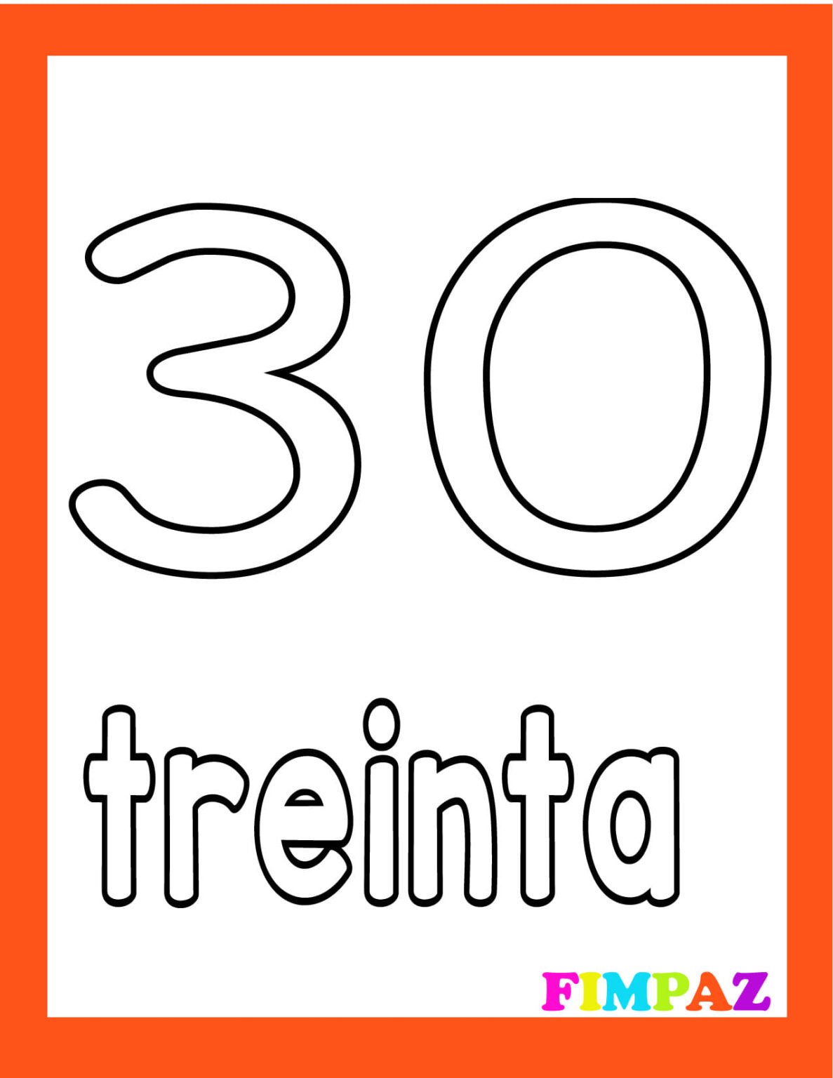 NÚMEROS DEL 1 AL 30 PARA IMPRIMIR