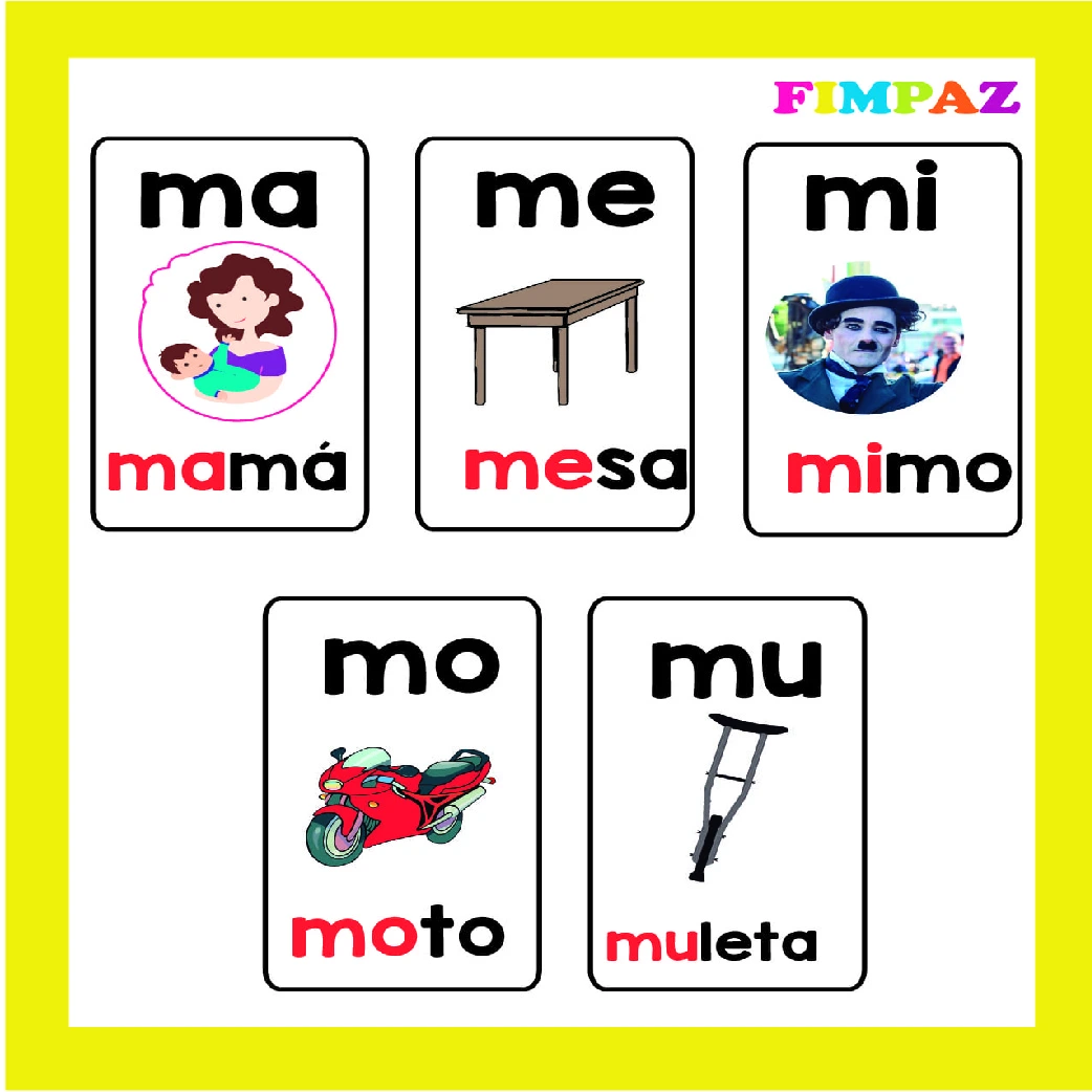 Tarjetas de Sílaba Ma Me Mi Mo Mu